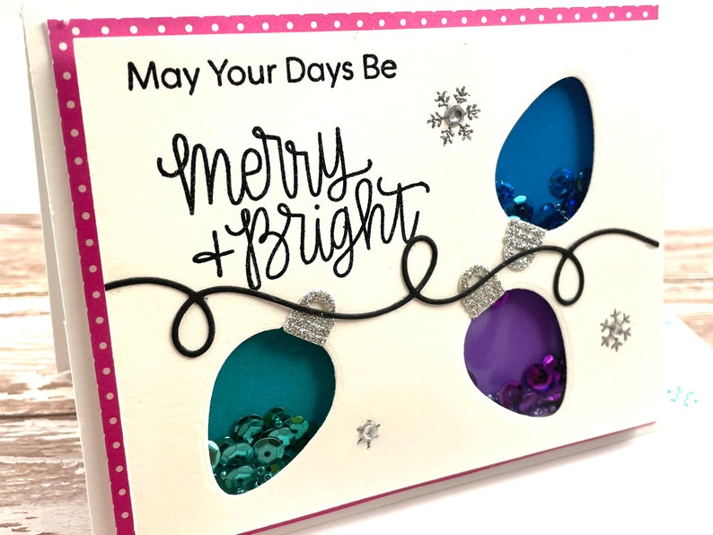 Christmas Lights SHAKER Card- Handmade Christmas Card - Etsy