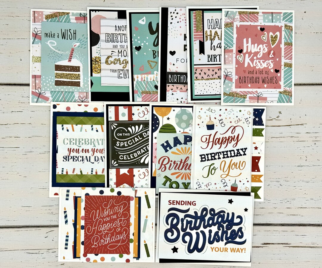 Set of 12 Birthday Cards- COMPLETED Masculine & Feminine Birthday Card ...