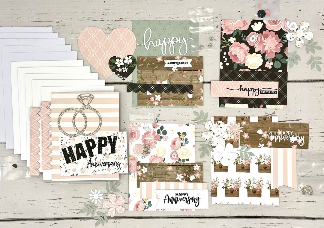 Wedding Anniversary Card Making Kit- 5 Card DIY Kit- All Ages Card Kit ...
