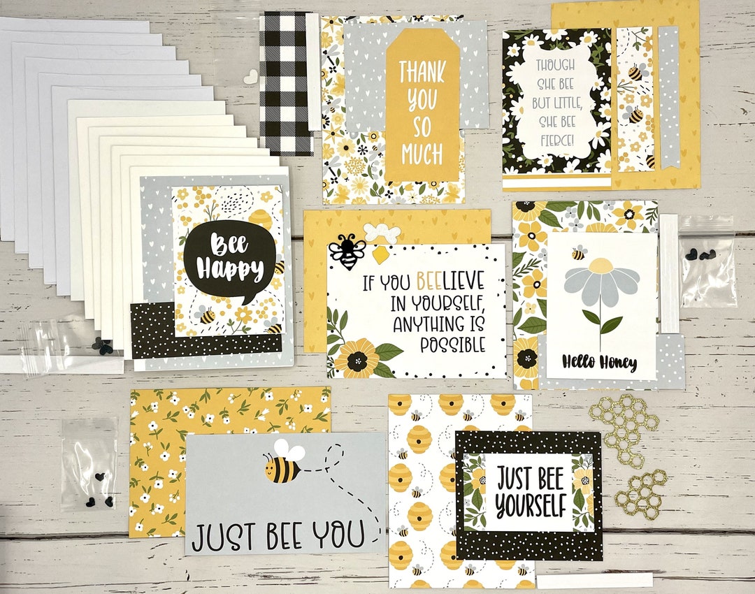 Bee Happy Inspirational Card Making Kit- 7 Card DIY Kit- All Ages Card ...