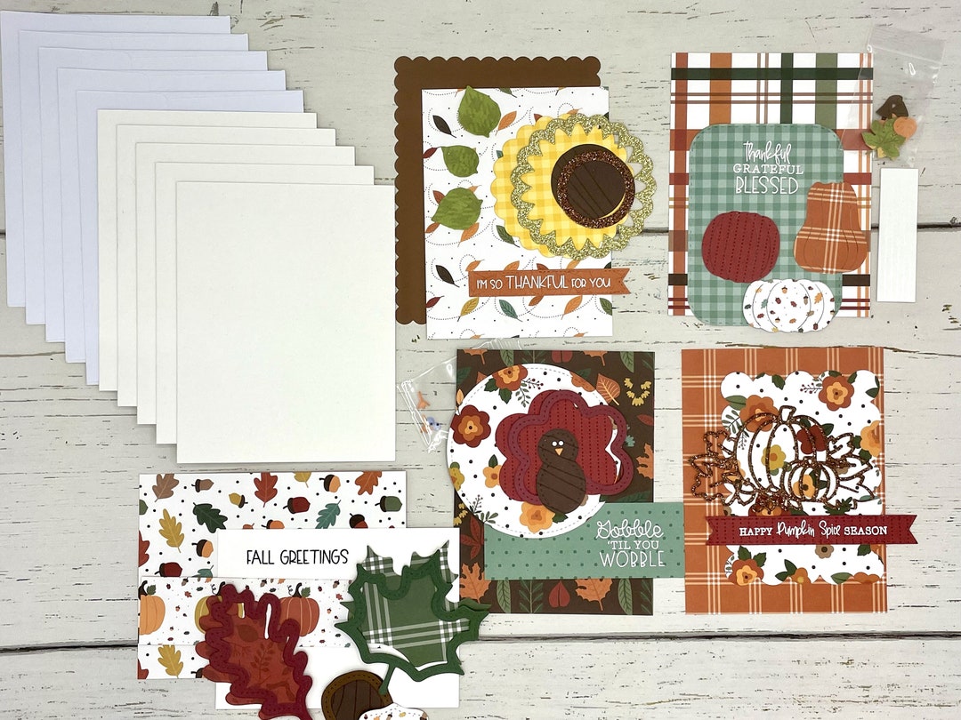 Fall Card Making Kit- 5 Card Variety Pack DIY Kit- Thanksgiving Card ...