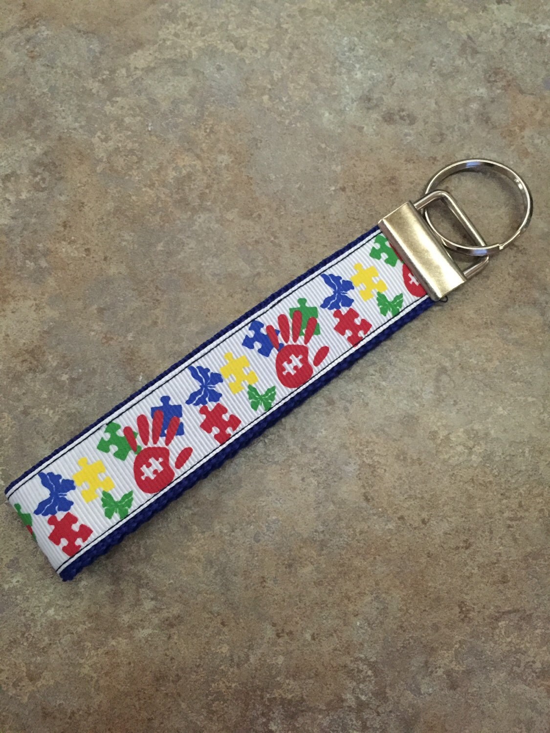Autism ~handprint and Puzzle Piece~ Themed Wristlet - Etsy UK