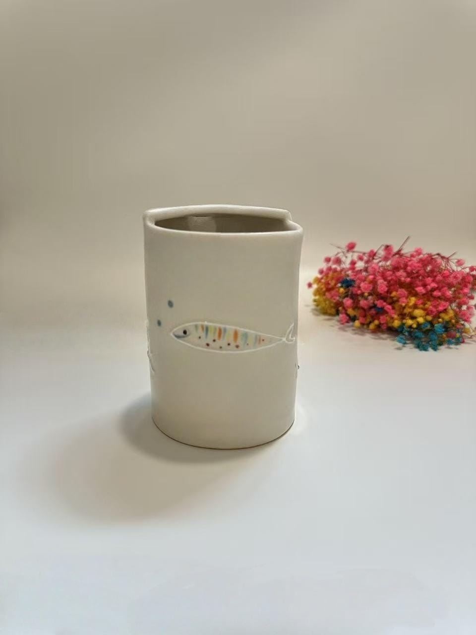 Cute Colorful Fish Travel Mug,sardine Handmade Pottery Mug, to Go ...