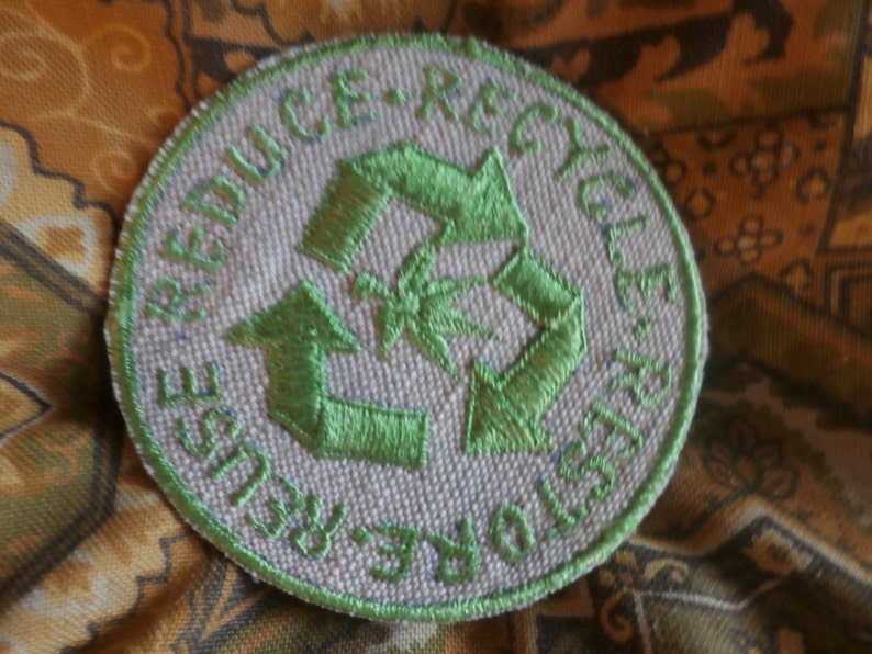 Hemp Recycle Patch, Reuse, Reduce, Recycle, Restore, Hemp Patch, Hippie ...