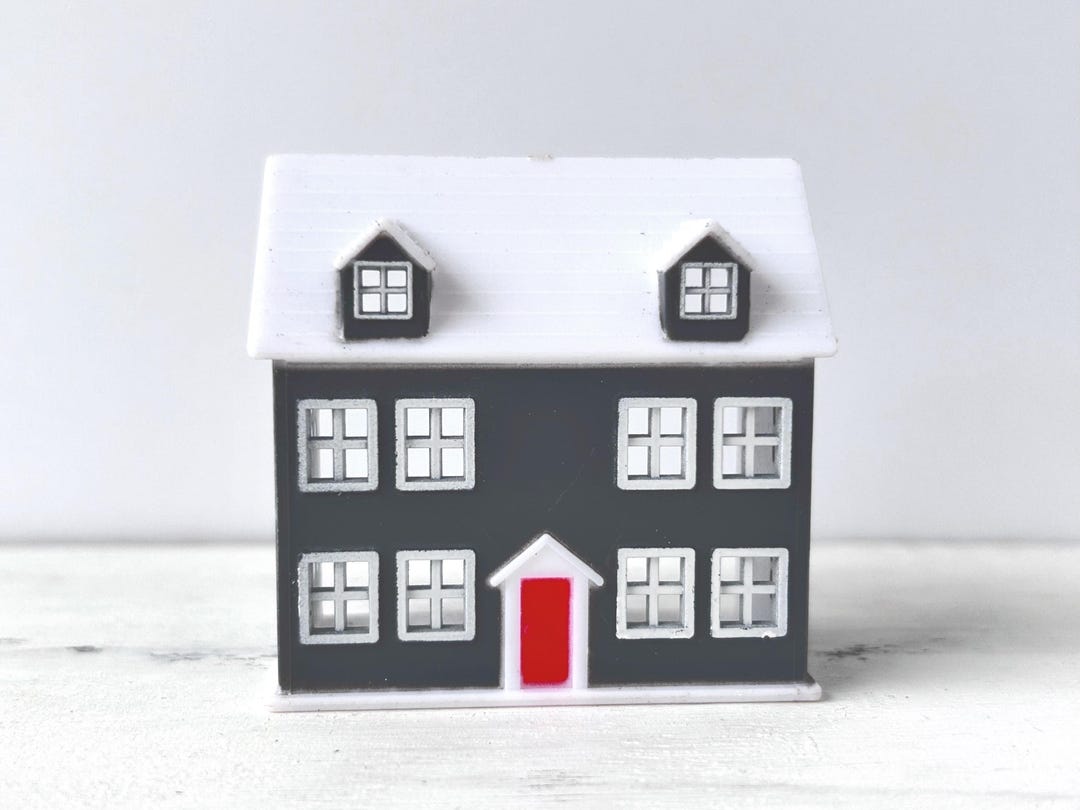 Miniature Grey Plastic House • New Old Stock Scale Dollhouse • Colonial ...