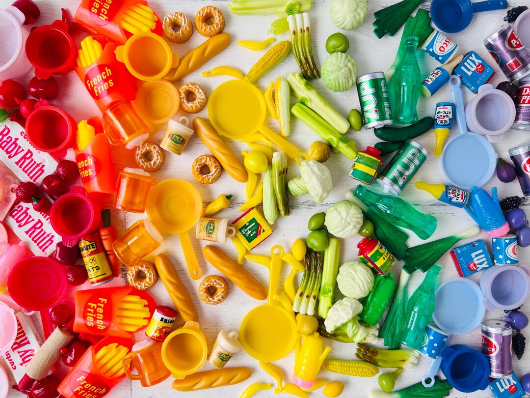 Vintage Miniature Food Trinkets • Set of 12 Tiny Dollhouse Kitchen Toys ...