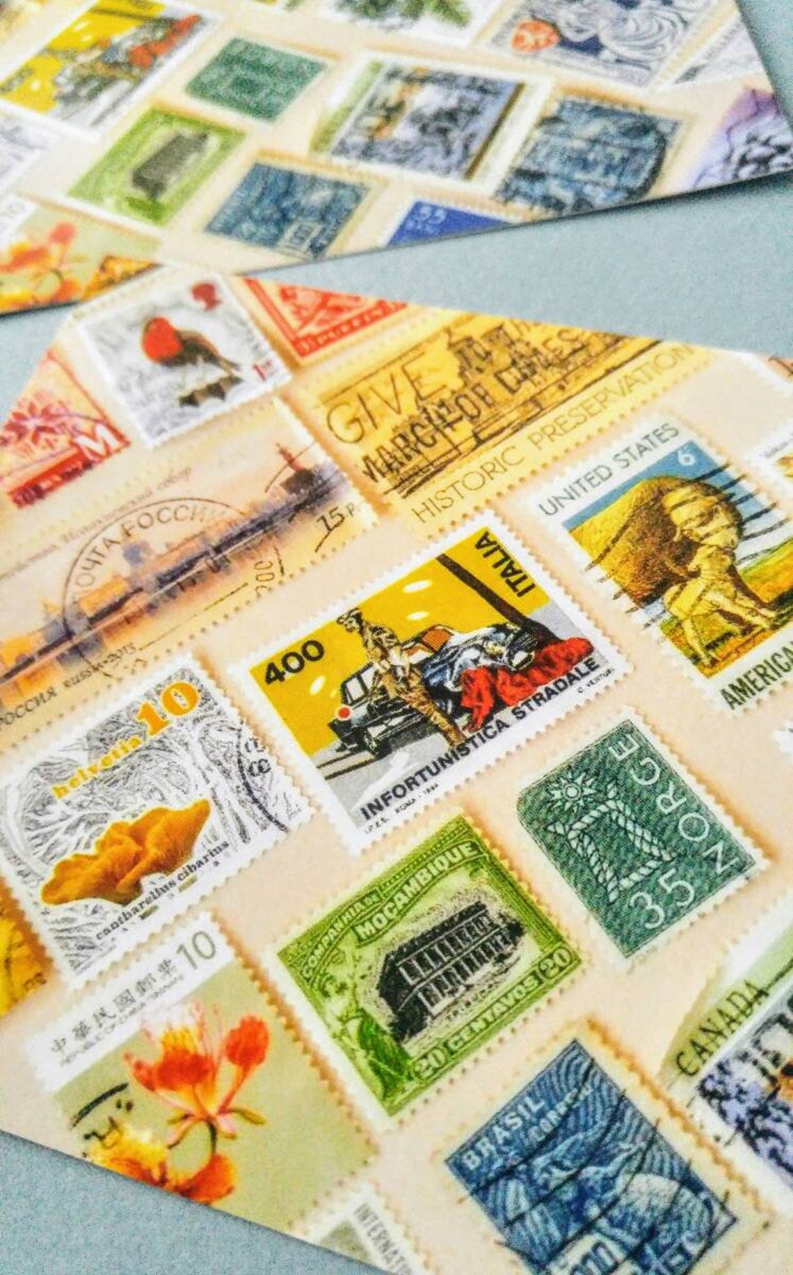 Rainbow Postage Stamps Postcard Photo of Vintage World | Etsy