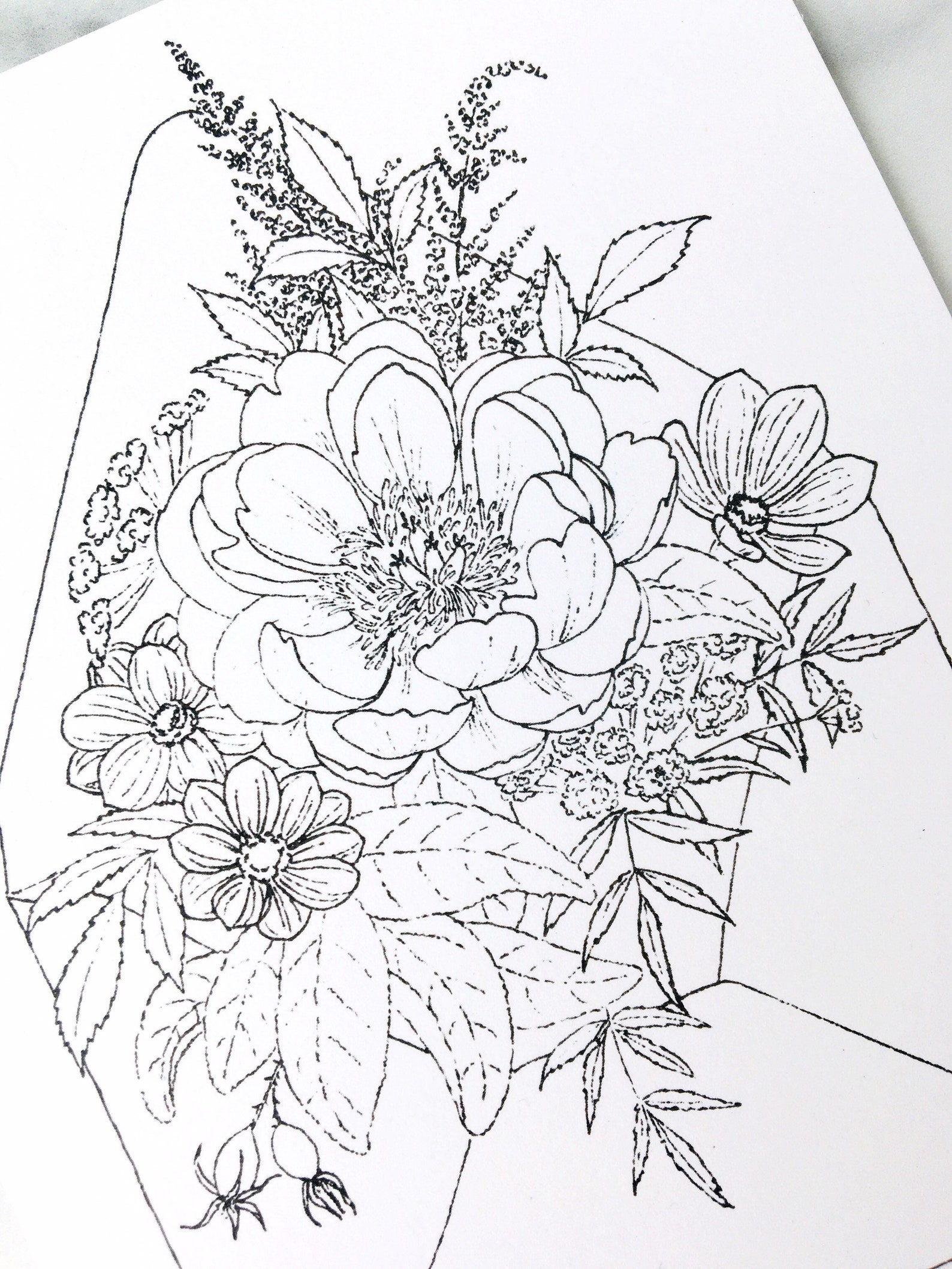 Botanical Postcard Set 6 Hand Drawn Bouquets in Envelopes | Etsy