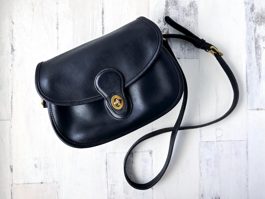 Vintage Coach Prairie Bag • 1990s Black Leather Shoulder Purse With ...