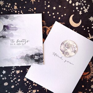 Watercolor Harvest Moon Paper Charms • Set of 5 Handmade Embellishments ...