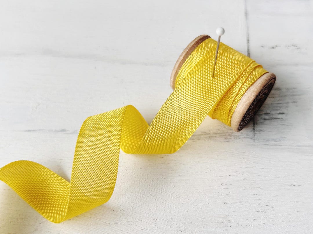 Vintage Yellow Seam Binding Ribbon • Delicate Buttery Yellow Trim • Cut ...