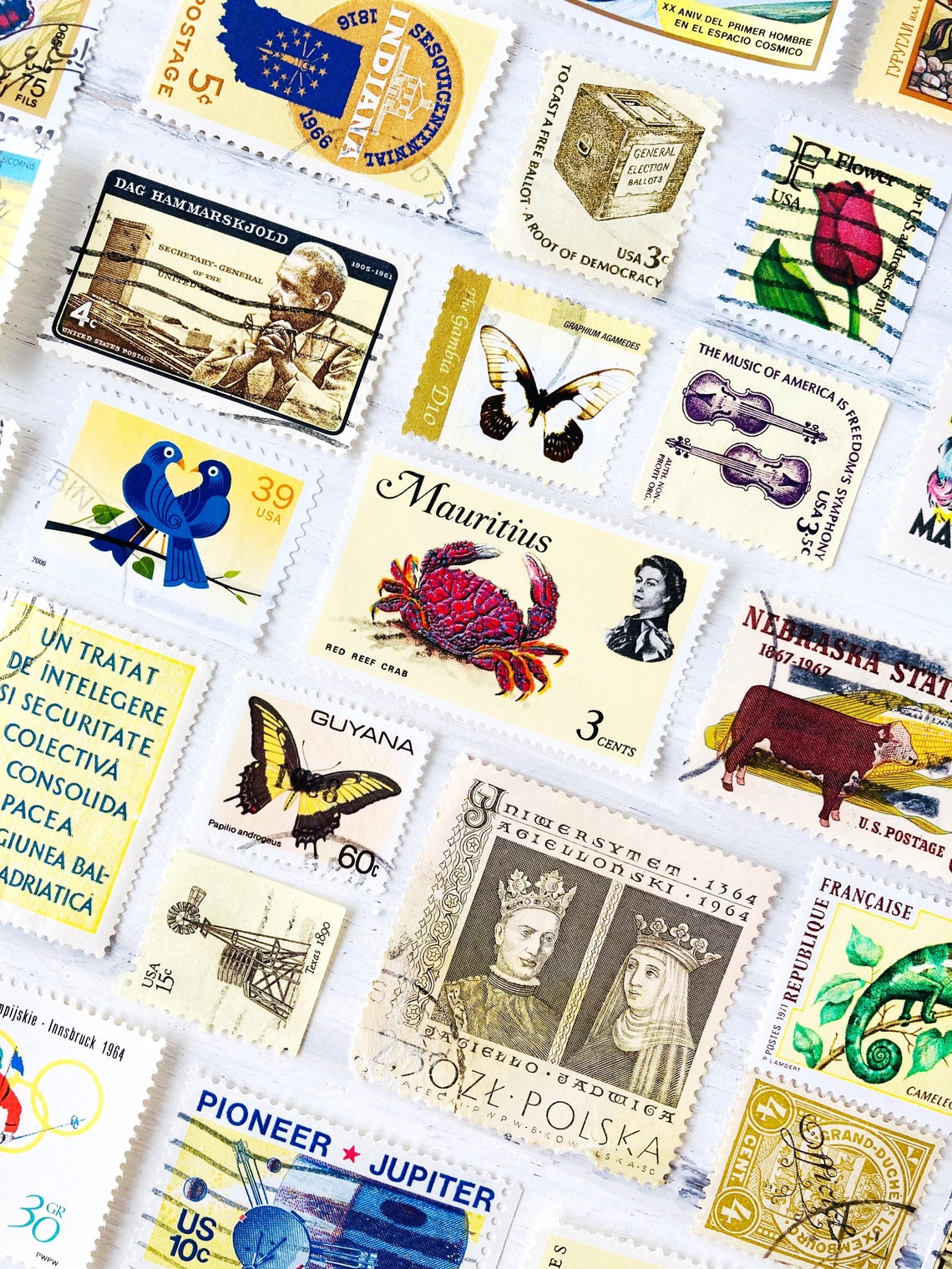 Pack of Vintage Postage Stamps Shades of Yellow and Gold - Etsy