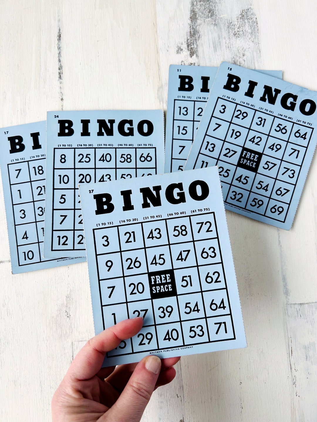 Vintage Bingo Cards • Set of 5 Light Blue Game Cards - Etsy