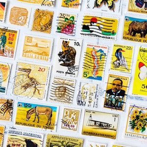 Pack of Vintage Postage Stamps Shades of Yellow and Gold Set of 30 ...