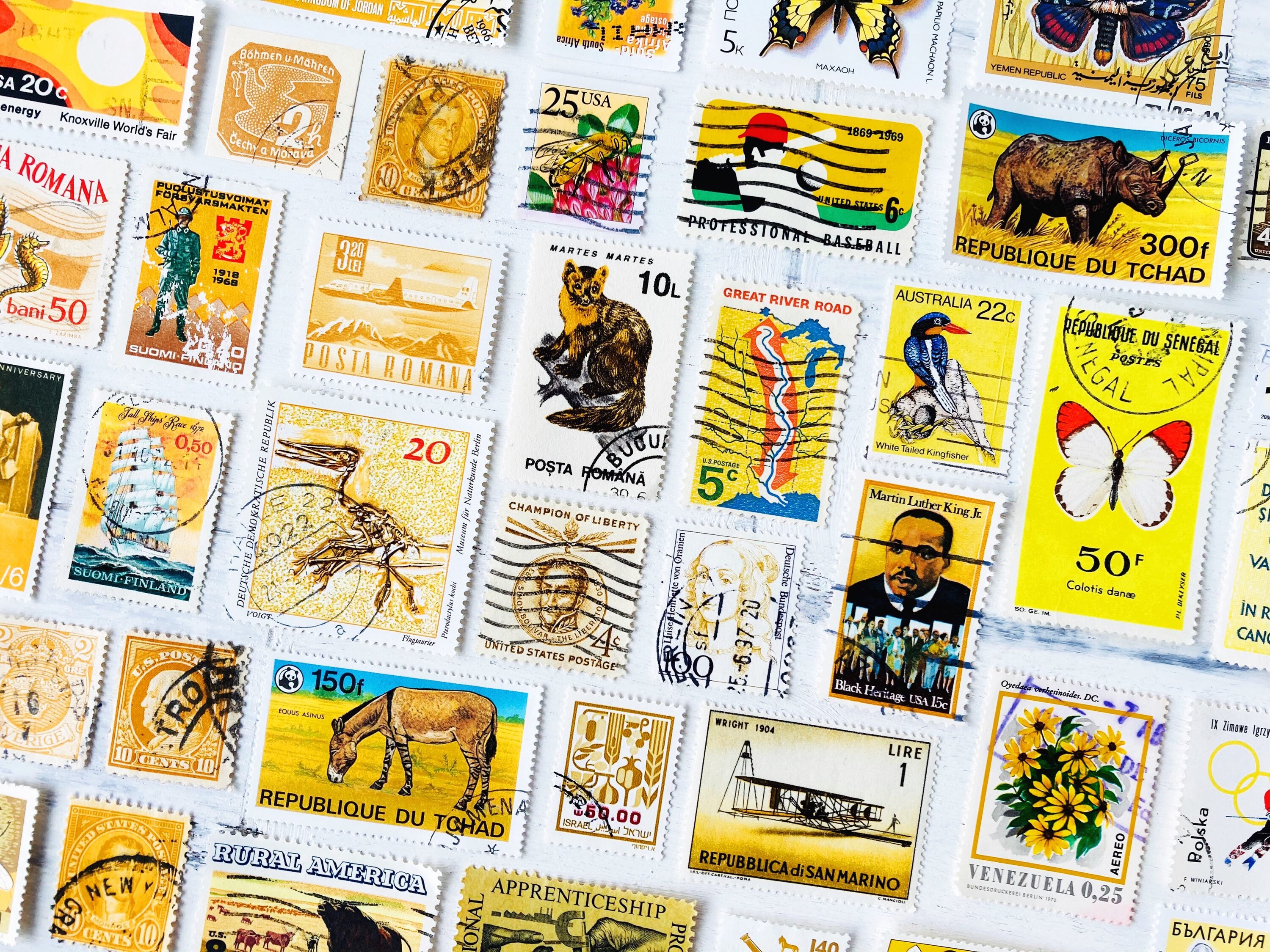 Pack of Vintage Postage Stamps Shades of Yellow and Gold | Etsy