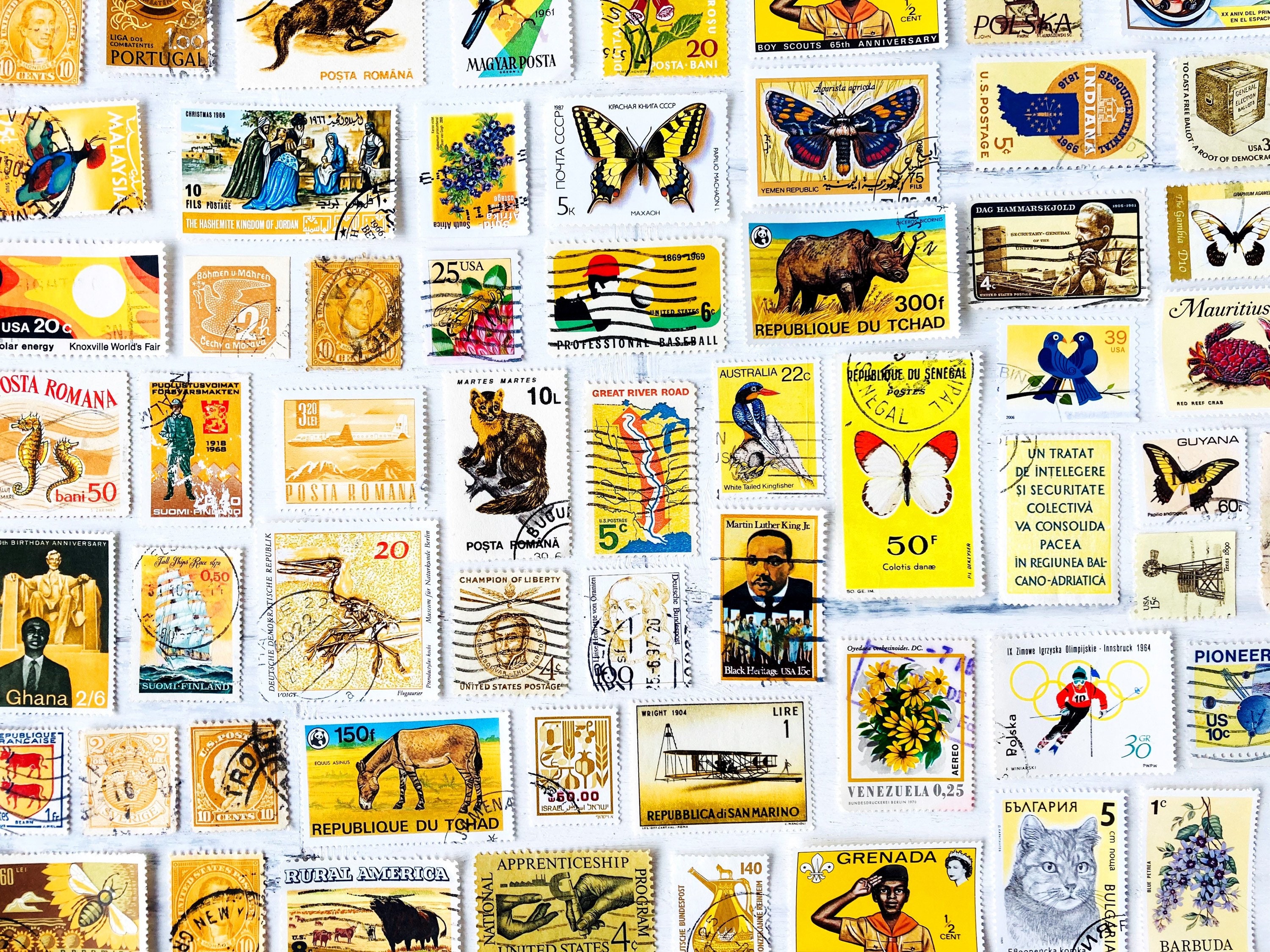 Pack of Vintage Postage Stamps Shades of Yellow and Gold | Etsy