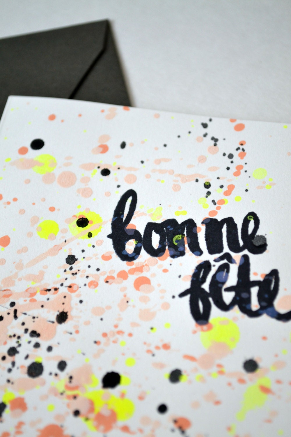 Bonne Fête French Birthday Celebration Card Neon Yellow & | Etsy