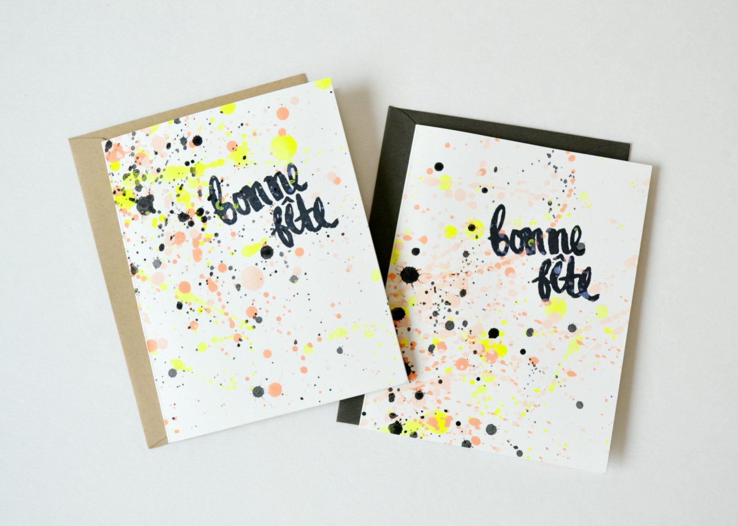 Bonne Fête French Birthday Celebration Card Neon Yellow & | Etsy