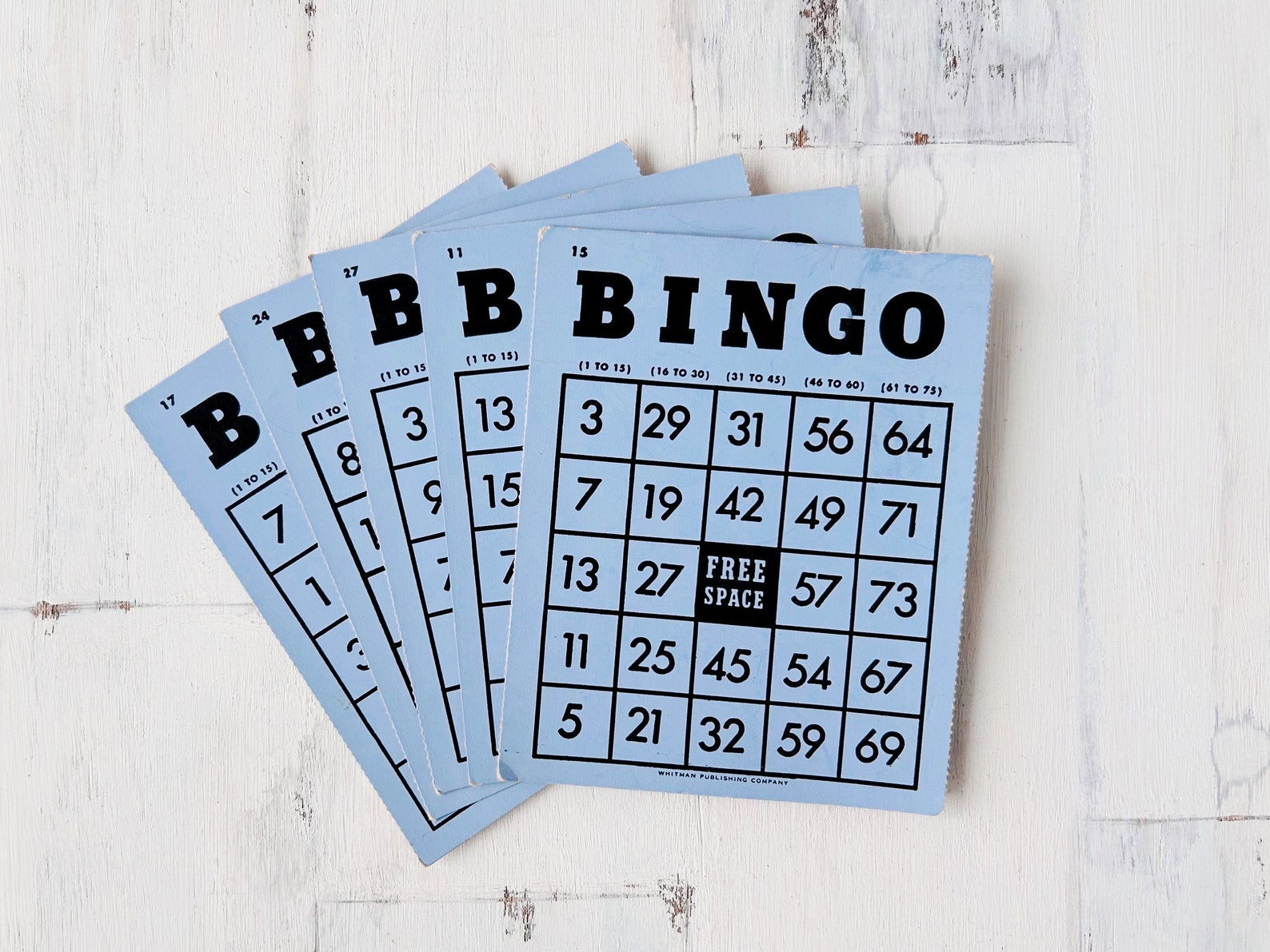 Vintage Bingo Cards • Set of 5 Light Blue Game Cards - Etsy