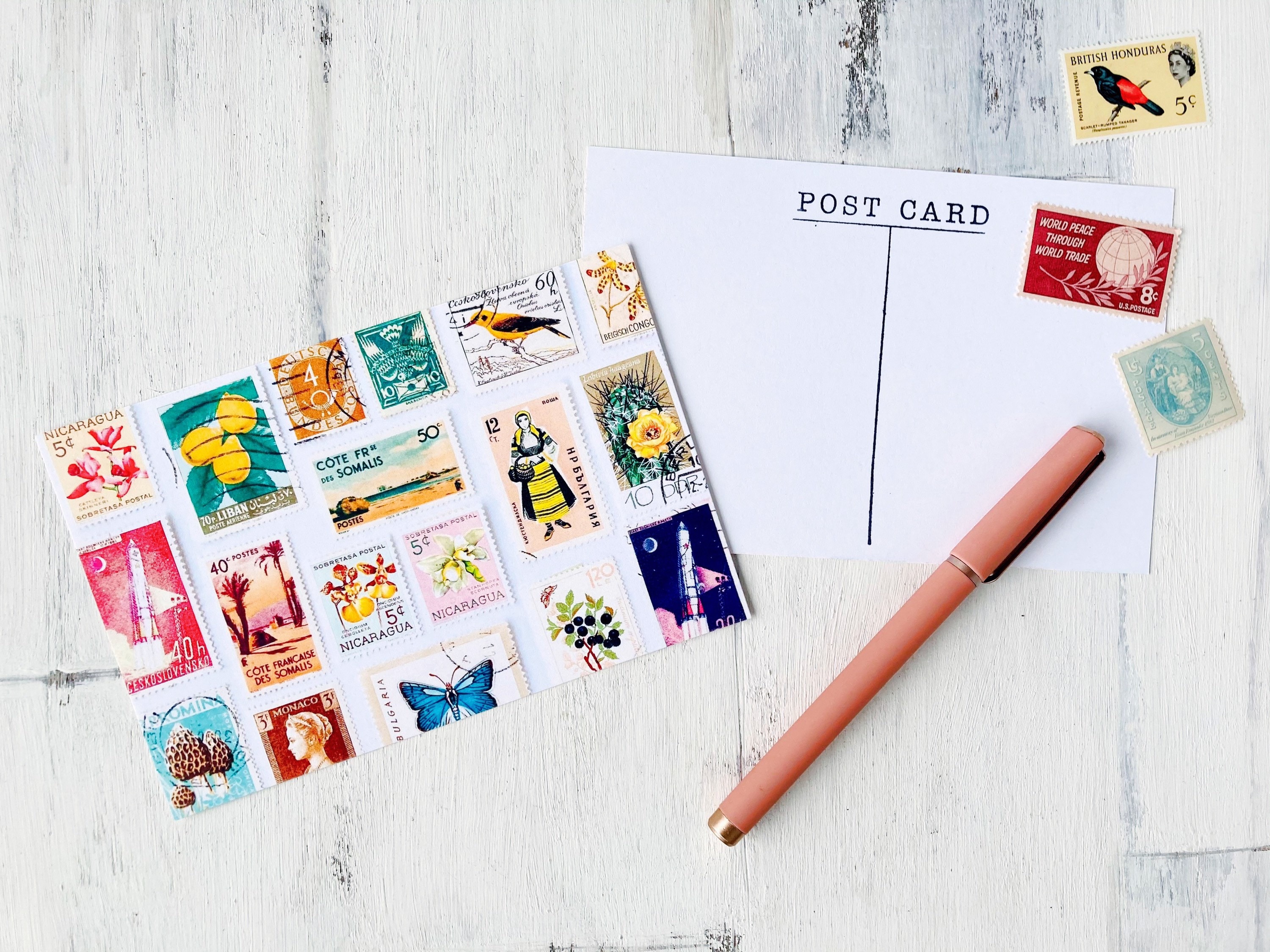 Vintage Postage Stamp Postcards Set of 6 Recycled Cards - Etsy UK