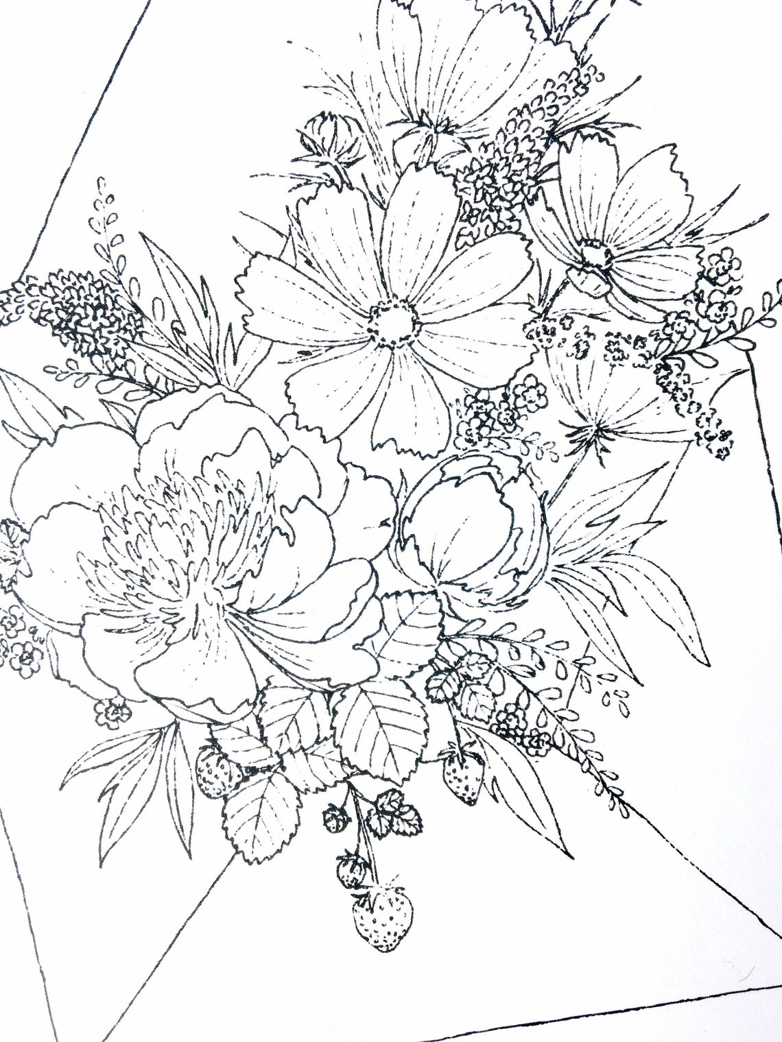 Botanical Postcard Set 6 Hand Drawn Bouquets in Envelopes | Etsy