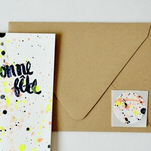Bonne Fête French Birthday Celebration Card - Neon Yellow & Coral ...