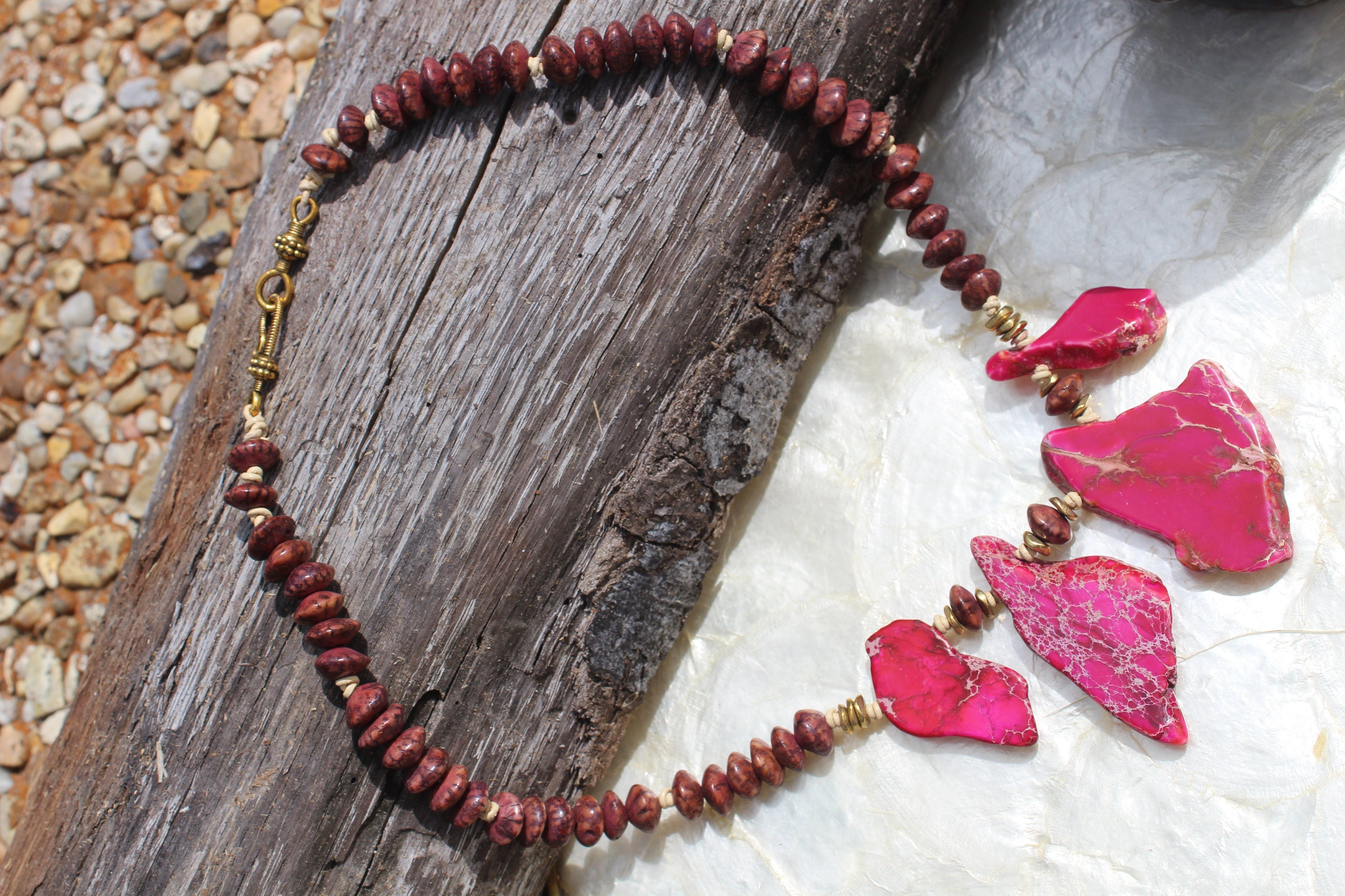 Fuschia Pink Jasper Slab Necklace Beautiful Stones Natural - Etsy