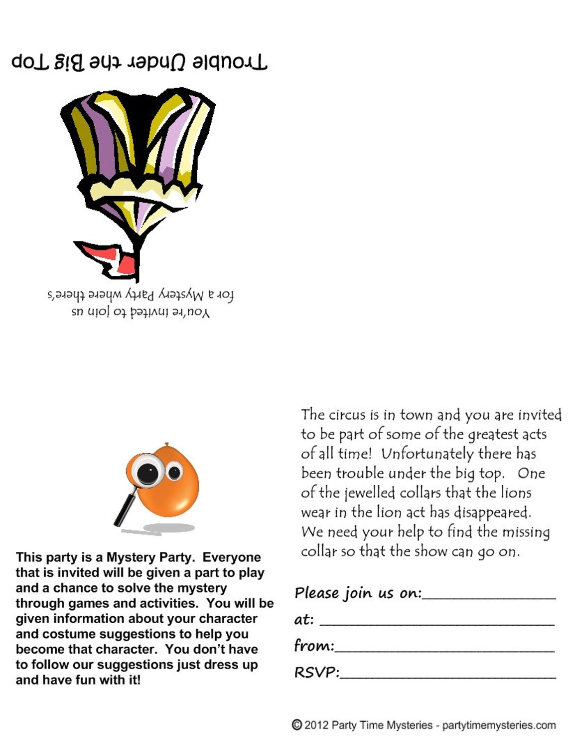 Child Party Game Trouble Under the Big Top Mystery - Etsy