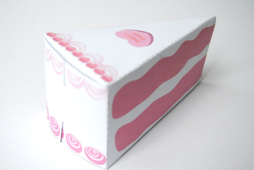 Cake Favor Box Vanilla and Strawberry Pink Heart - Etsy