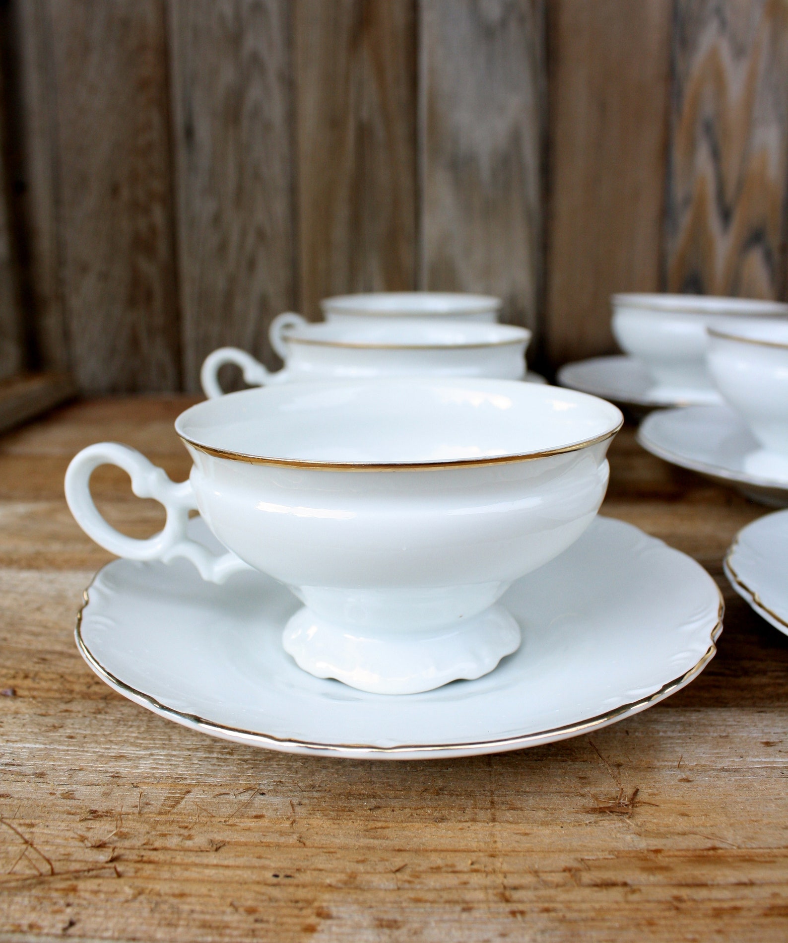 Vintage Noritake Gold Rimmed Teacups & Saucers Set of Six - Etsy