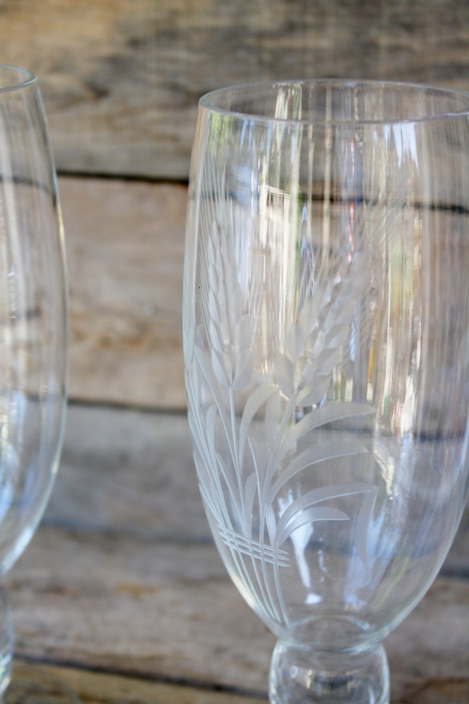 Vintage Pair of Etched Wheat Glasses | Etsy