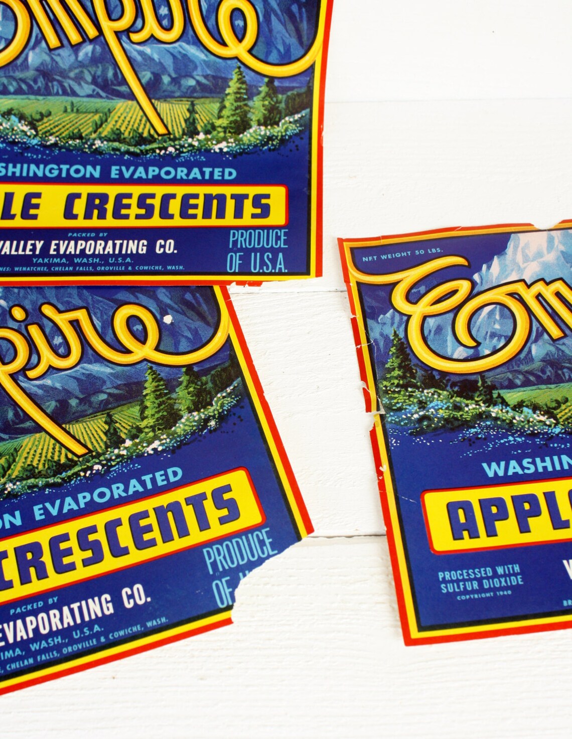 Vintage Empire Apple Crate Labels Set of Five - Etsy