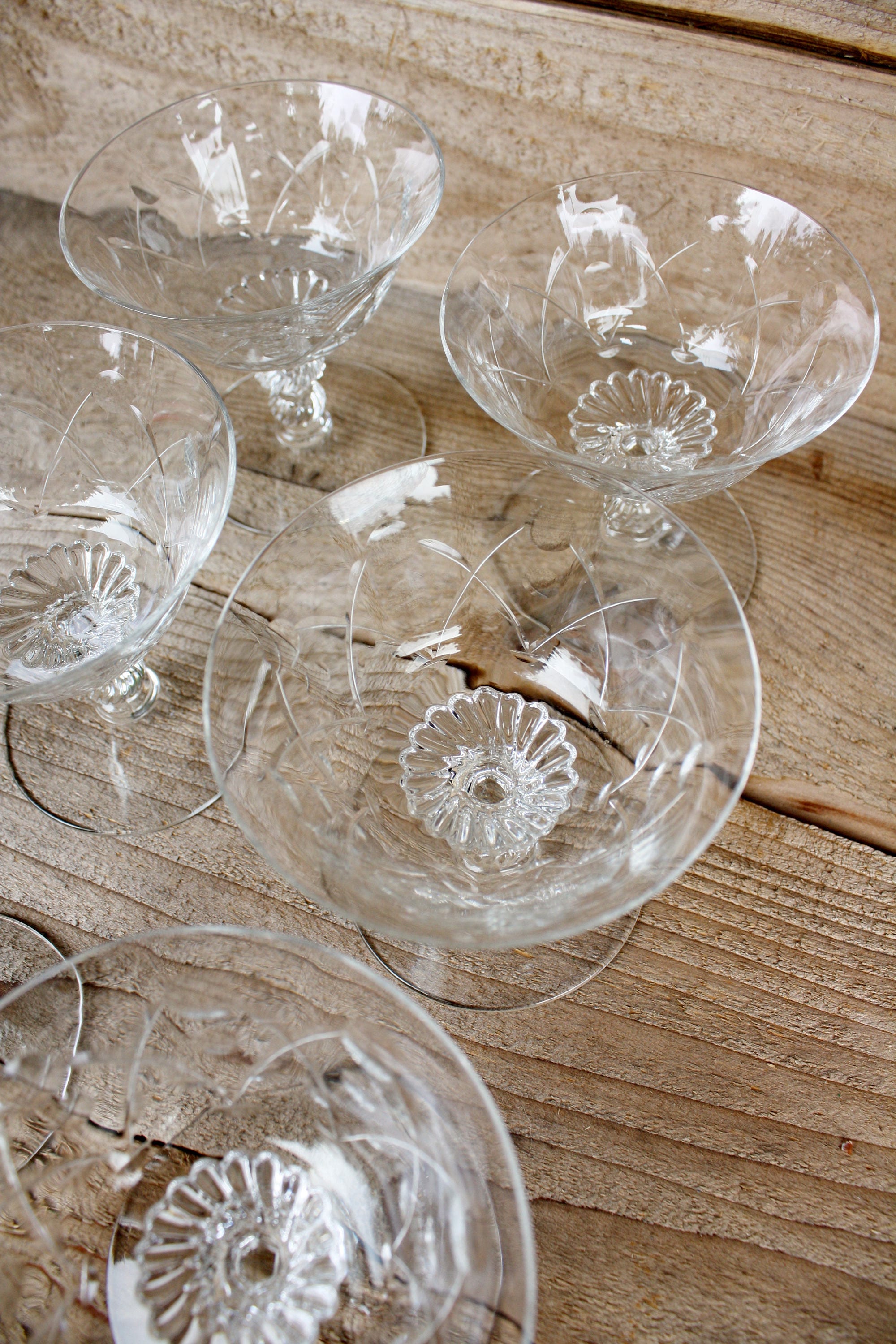 Vintage Cut Glass Wine Glasses Set of 6 | Etsy