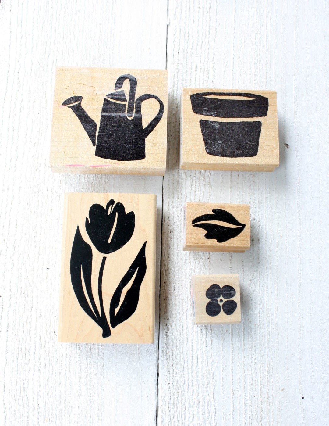 Vintage Flower & Gardening Rubber Stamp Set of Five - Etsy
