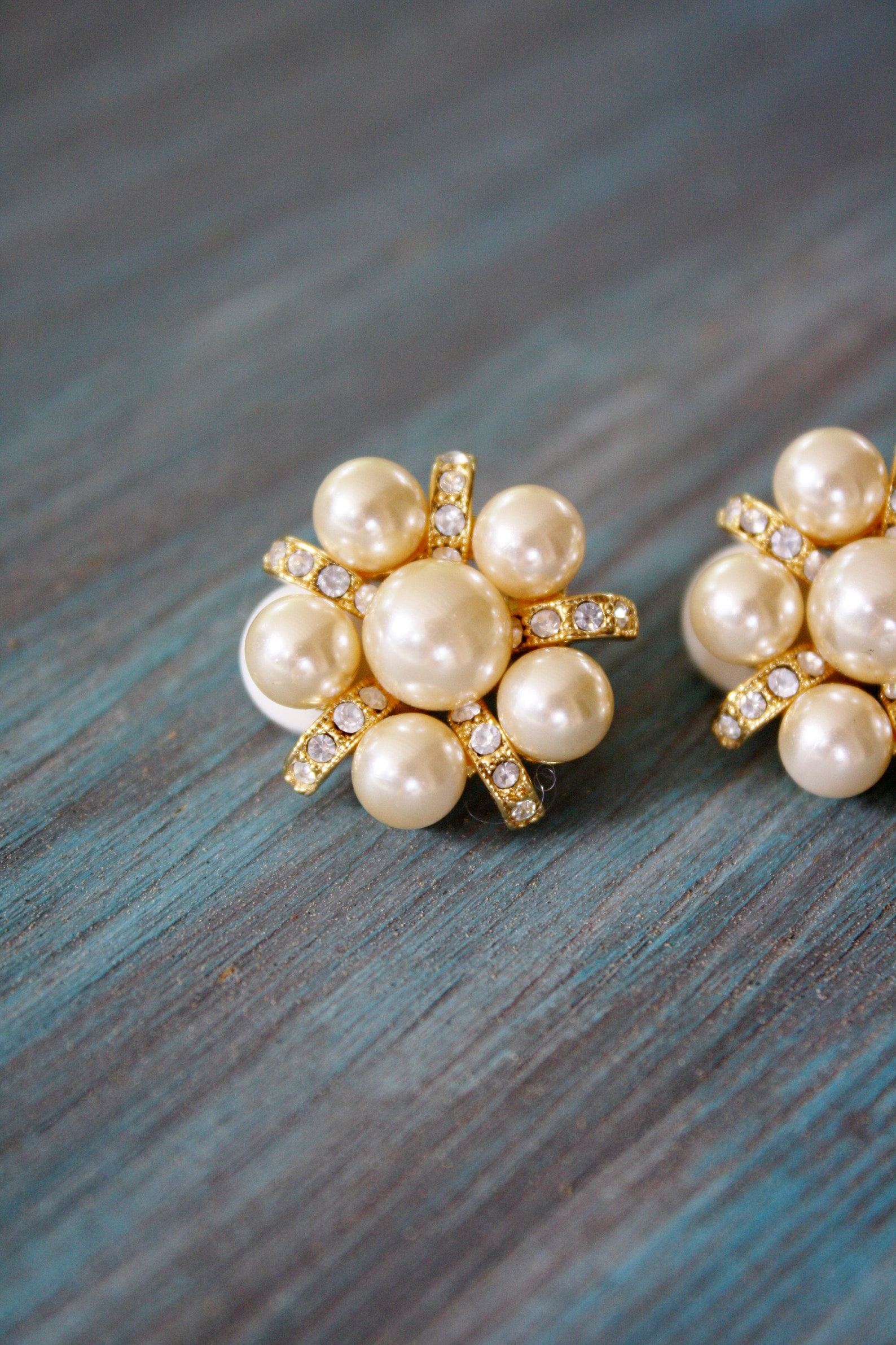 Vintage Joan Rivers Pearl and Rhinestone Clip on Earrings - Etsy