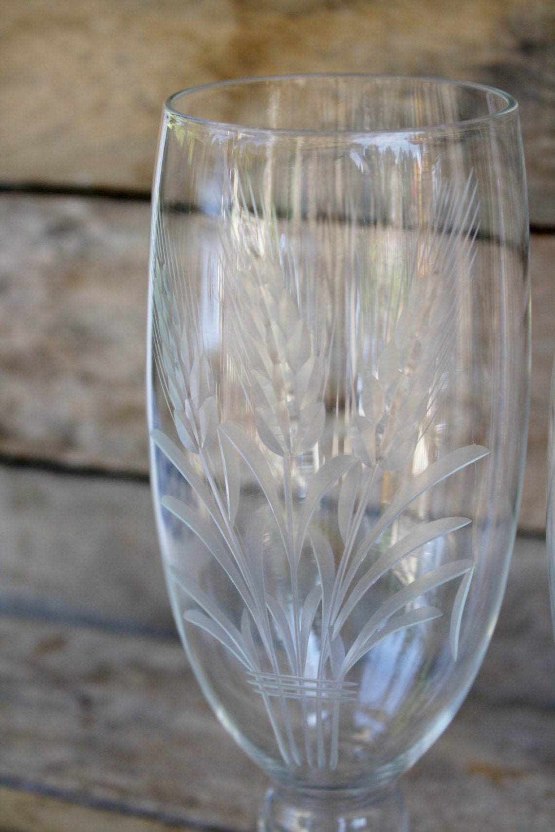 Vintage Pair of Etched Wheat Glasses | Etsy