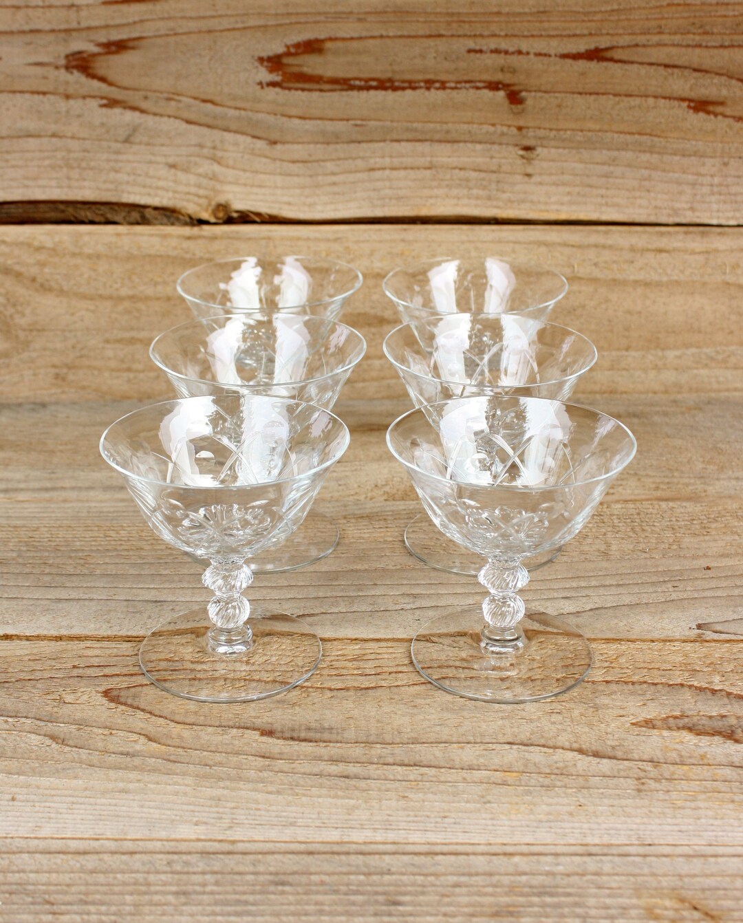 Vintage Cut Glass Wine Glasses- Set of 6 - Etsy