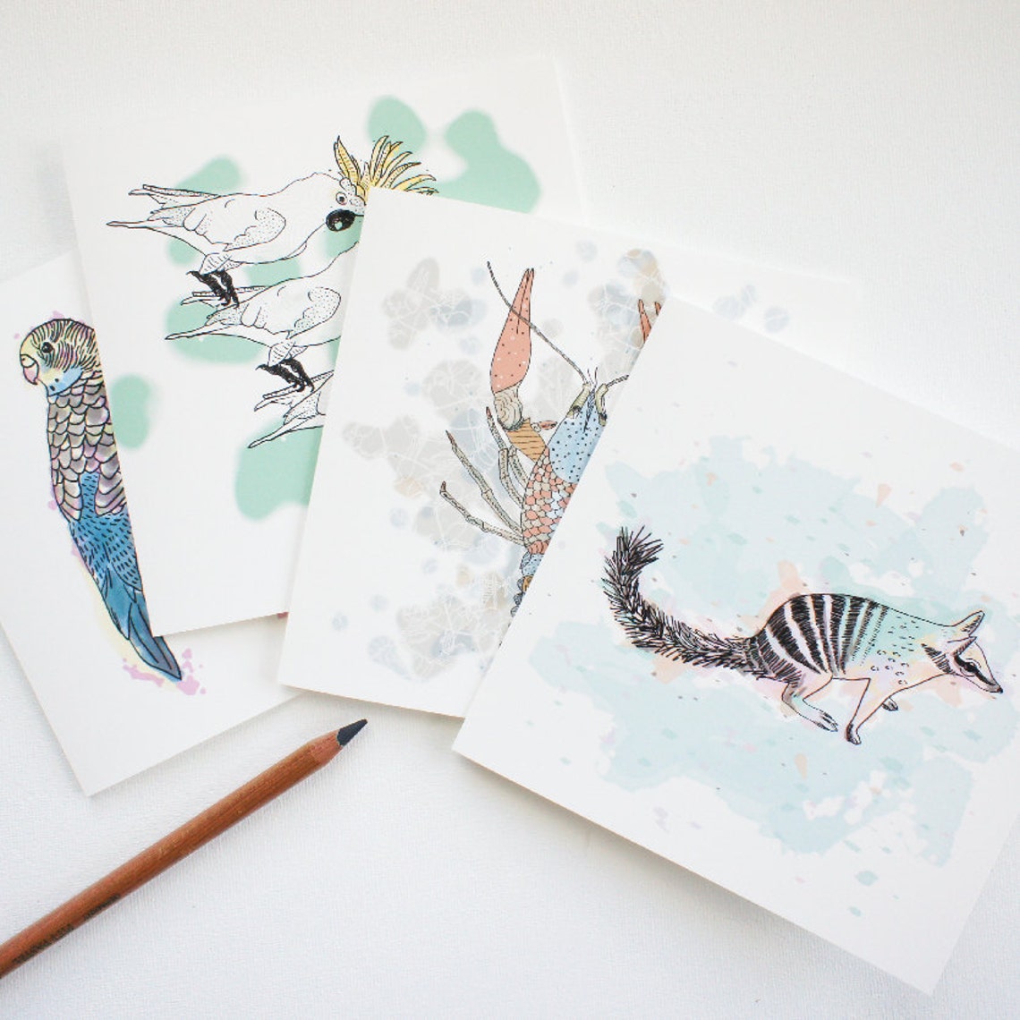 Blank Card Set of 4 Writing Set Artist Cards - Etsy