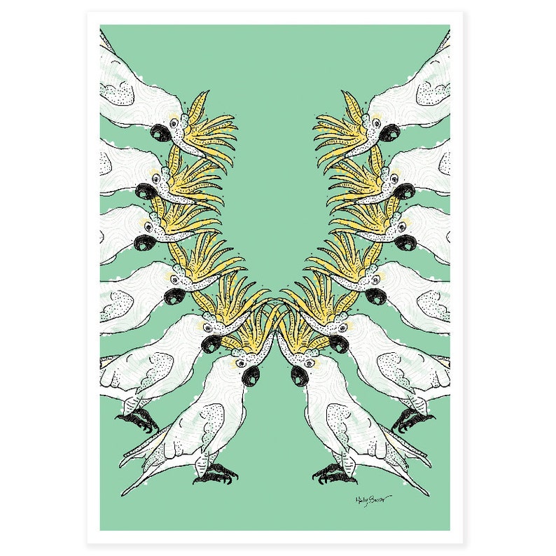 Cockatoo Parade LARGE Digital Art Print - Etsy