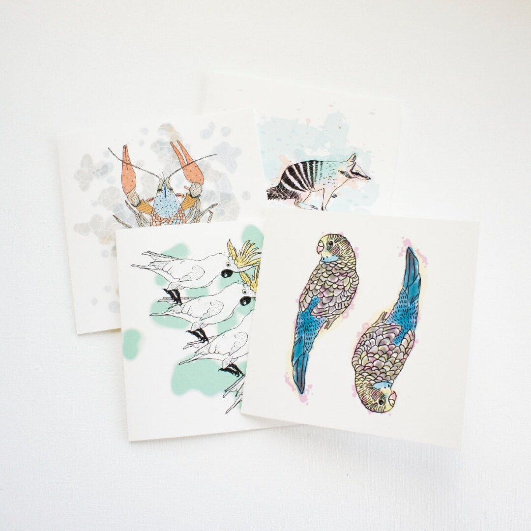 Blank Card Set of 4, Writing Set, Artist Cards - Etsy