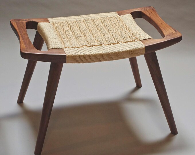 New Danish Modern Style Food Stool in Ash Wood Walnut Colorwith Rope - Etsy