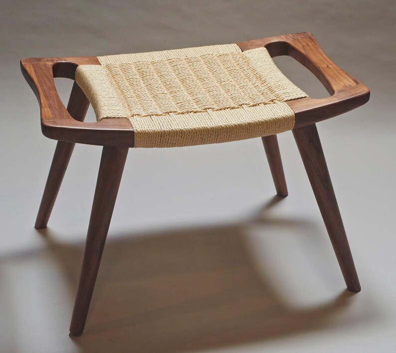 New Danish Modern Style Food Stool in Ash Wood Walnut Colorwith Rope - Etsy