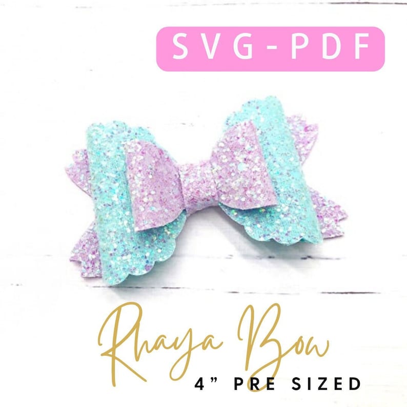 The Rhaya Hair Bow SVG 4'' Pre Sized | Classic Hair Bow Cut File ...