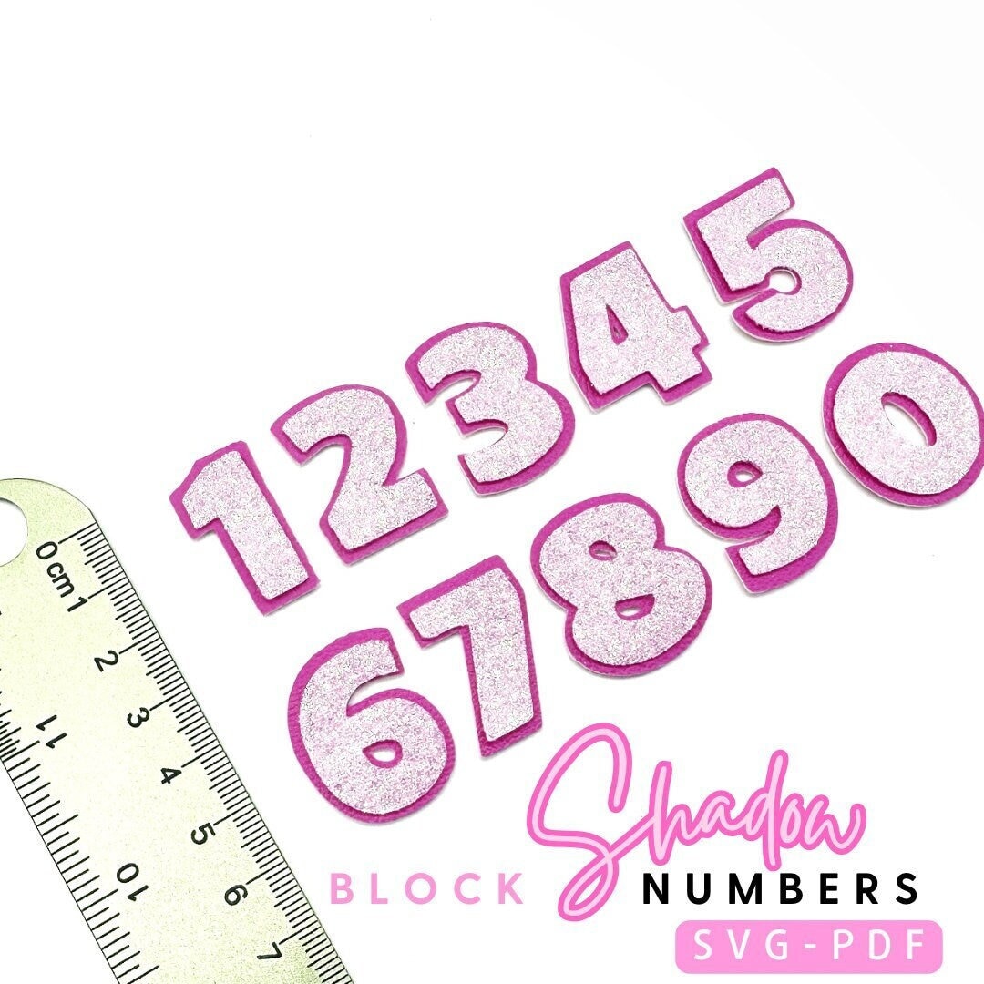 Block Shadow Numbers SVG | Shadow Birthday Numbers Template | Glitter ...