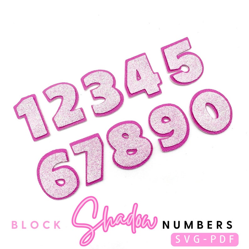 Block Shadow Numbers SVG | Shadow Birthday Numbers Template | Glitter ...