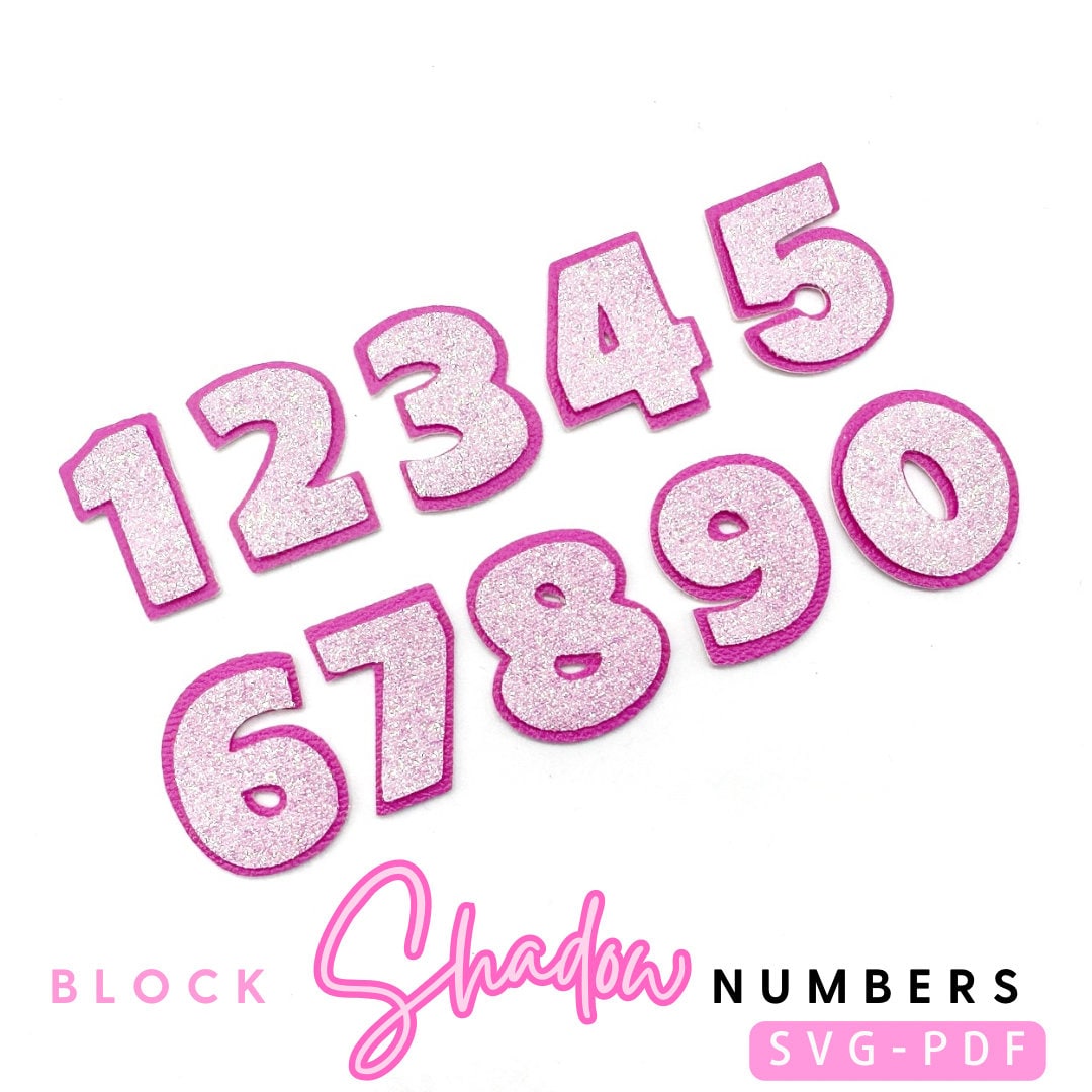 Block Shadow Numbers SVG | Shadow Birthday Numbers Template | Glitter ...