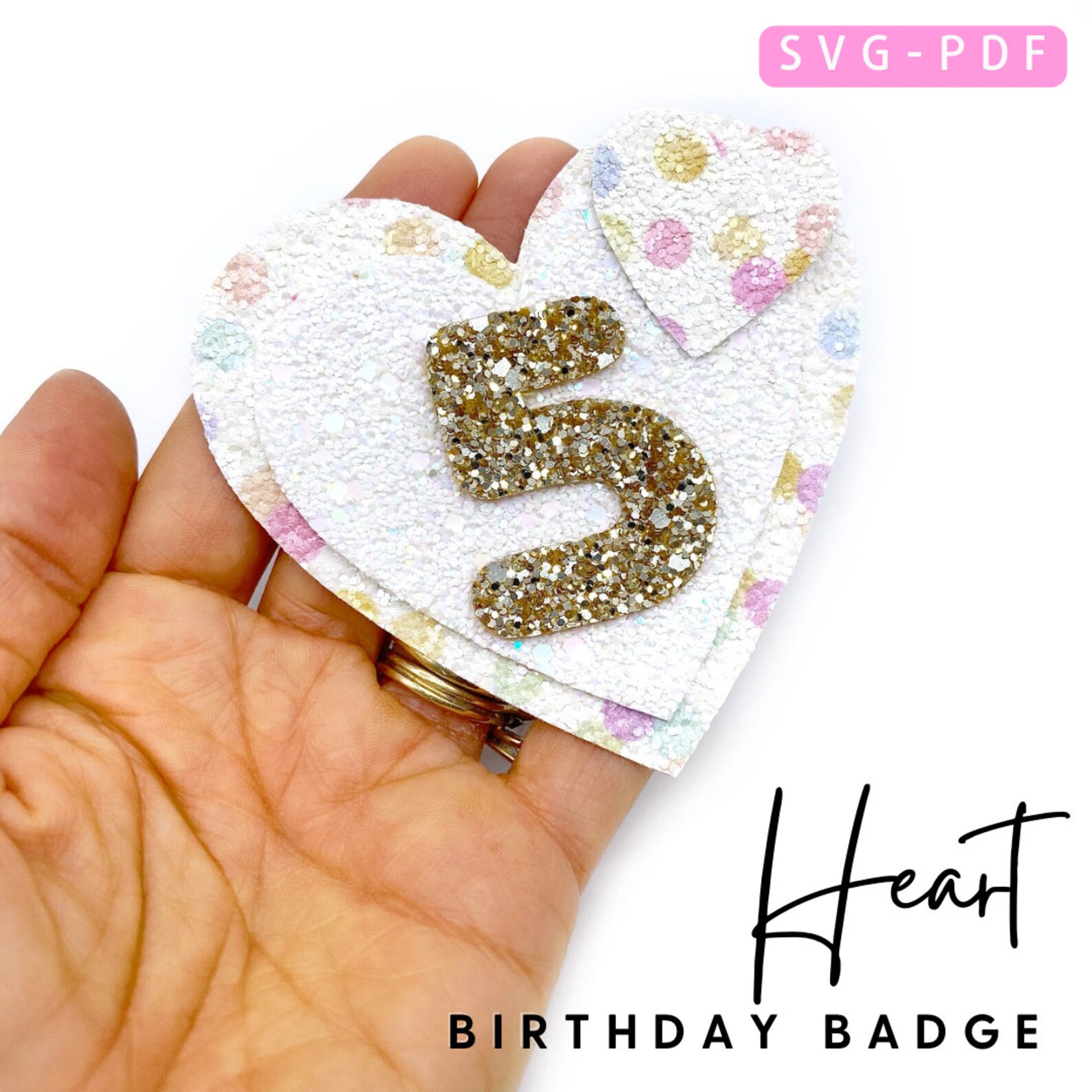 Heart Shape Birthday Badge SVG | Birthday Rosette Template | Birthday ...