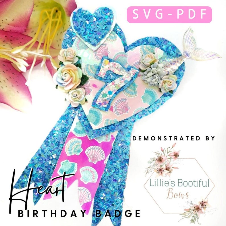 Heart Shape Birthday Badge SVG | Birthday Rosette Template | Birthday ...