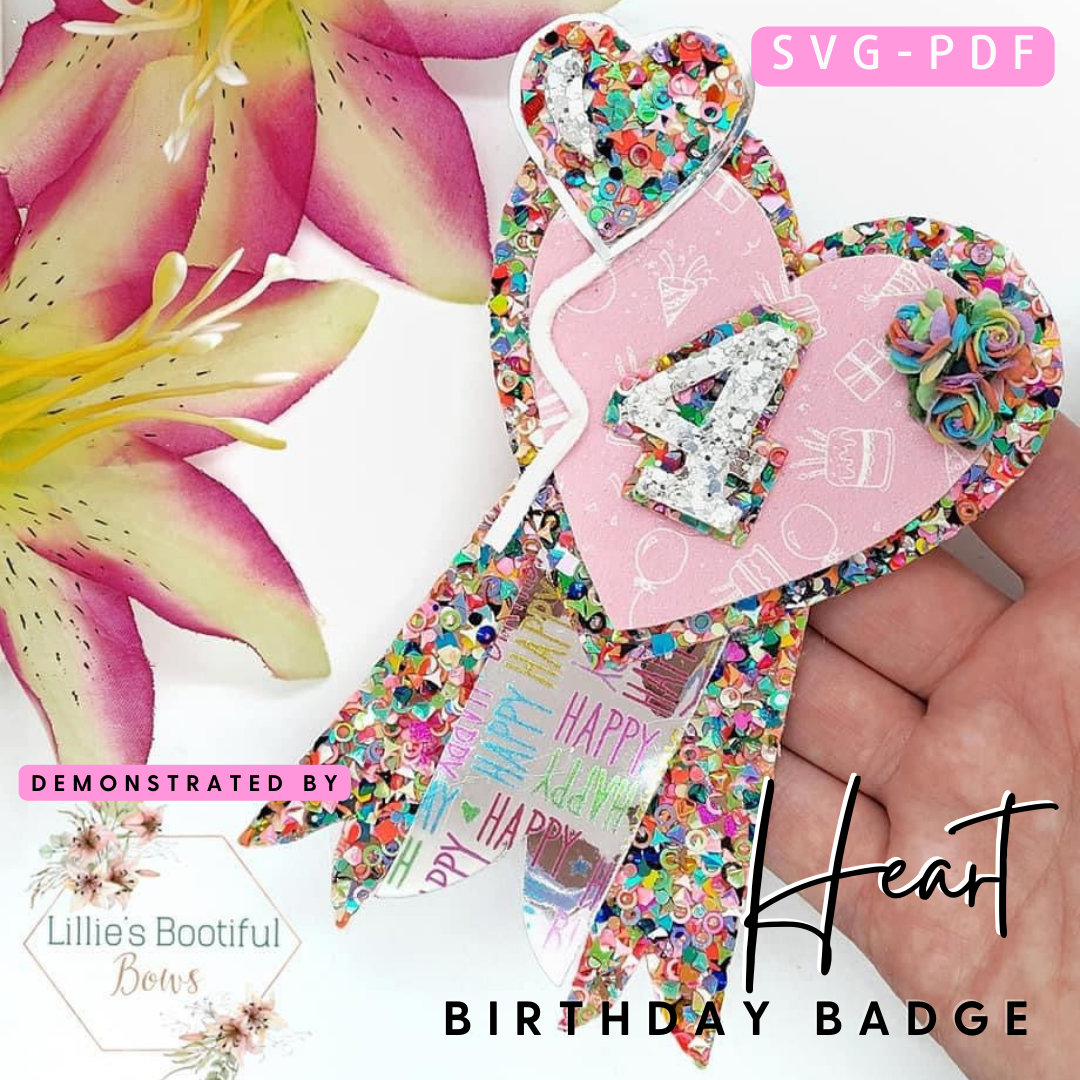 Heart Shape Birthday Badge SVG | Birthday Rosette Template | Birthday ...