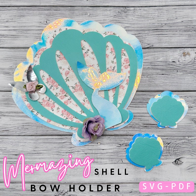 Mermaid Shell Template SVG | Little Mermaid Hair Bow Holder Svg | Hair ...